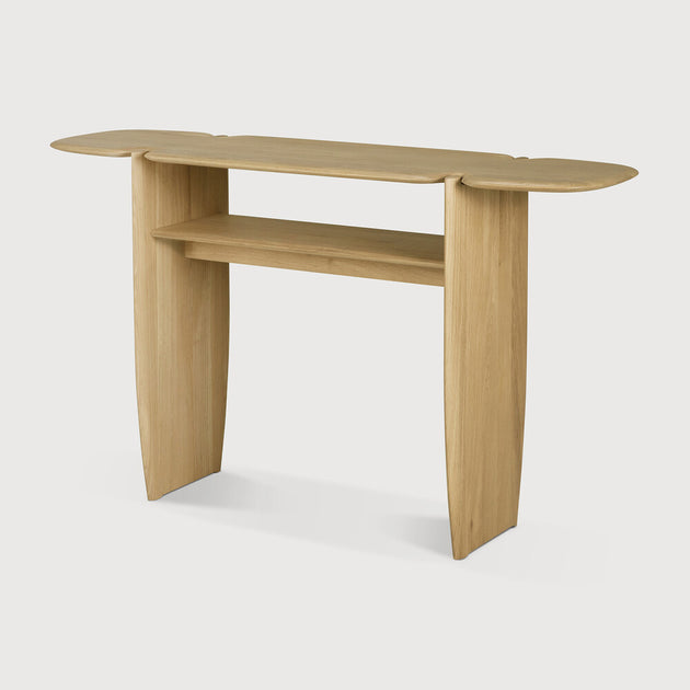 Oak PI Console Table – 2 Legs – Solid Oak 130x40x75 cm – The Banyan Tree Furniture & Homewares