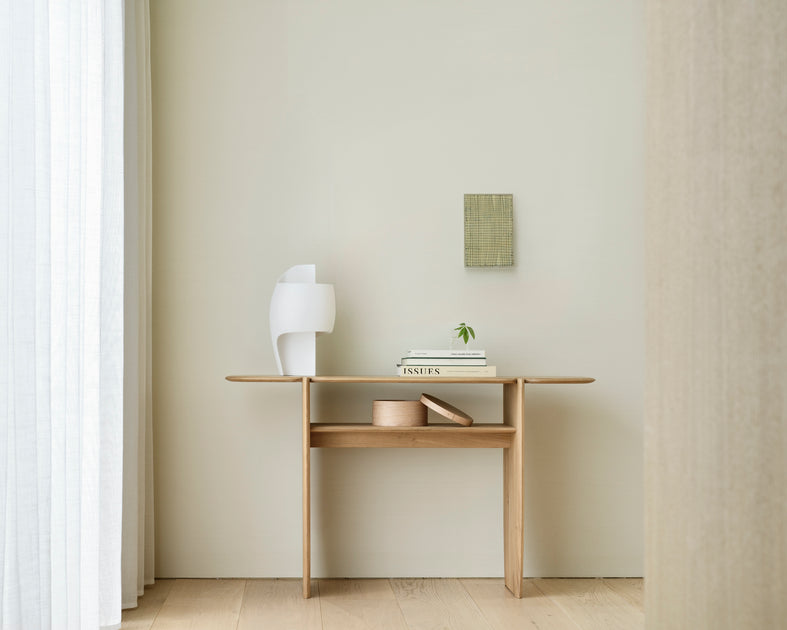 Oak PI Console Table – 2 Legs – Solid Oak 130x40x75 cm – The Banyan ...